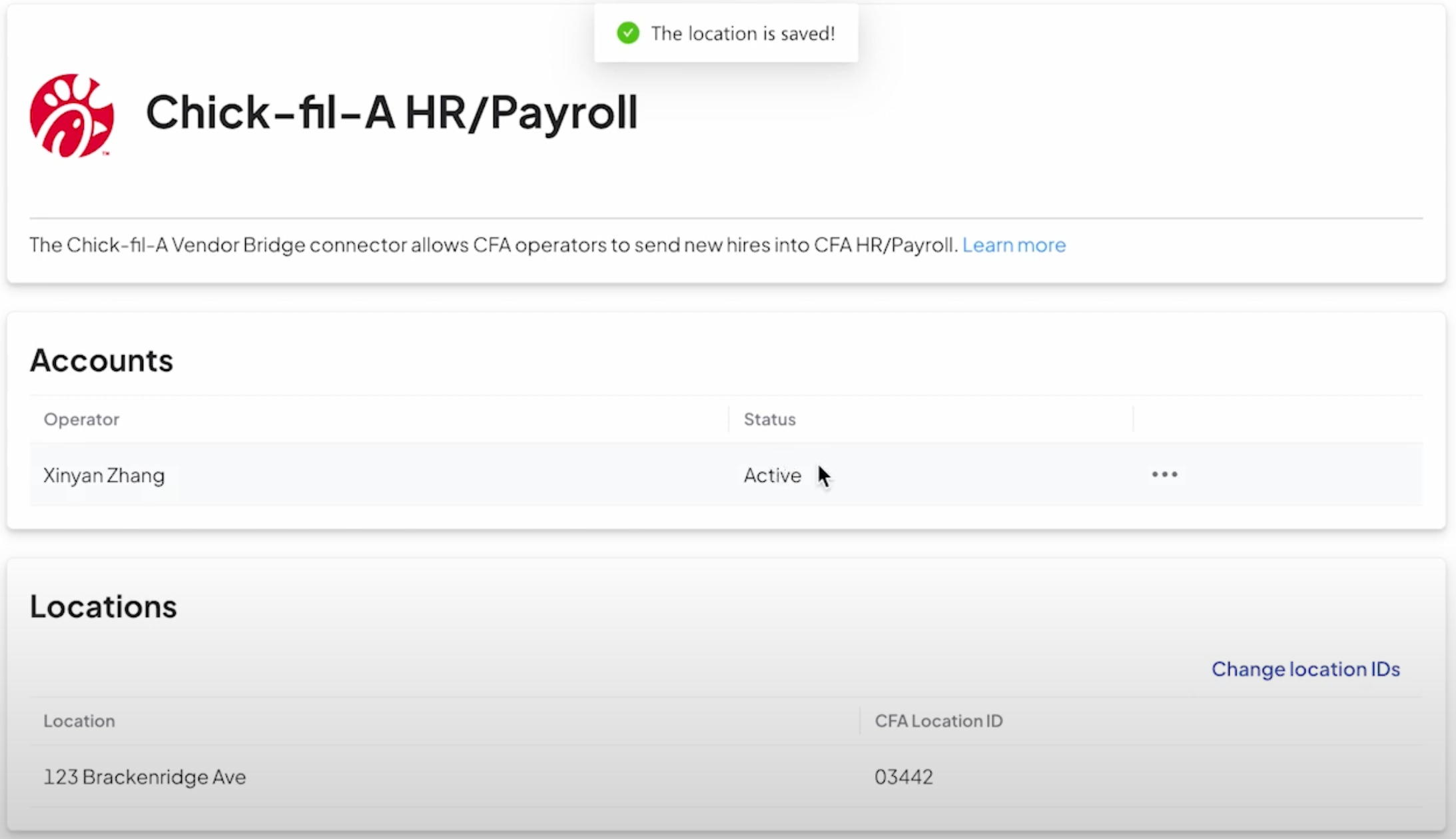 Integrate and set up Chick-fil-A Vendor Bridge